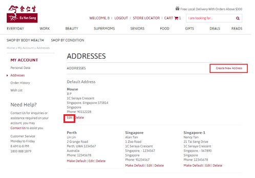 Updating Your Addresses User Manual - Eu Yan Sang